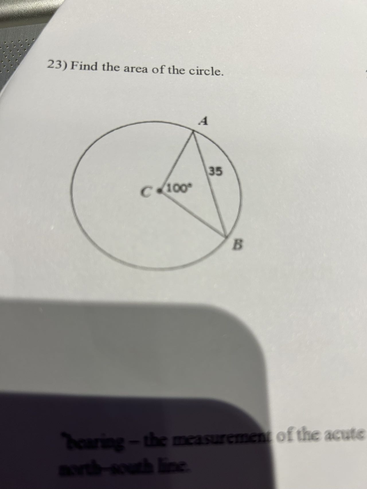 Solved Find the area of the circle. | Chegg.com