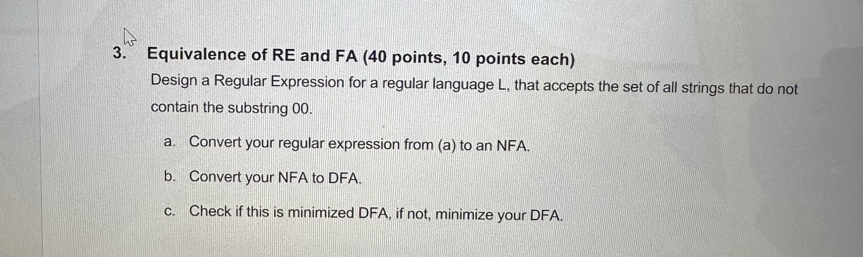 Equivalence of RE and FA (40 ﻿points, 10 ﻿points | Chegg.com