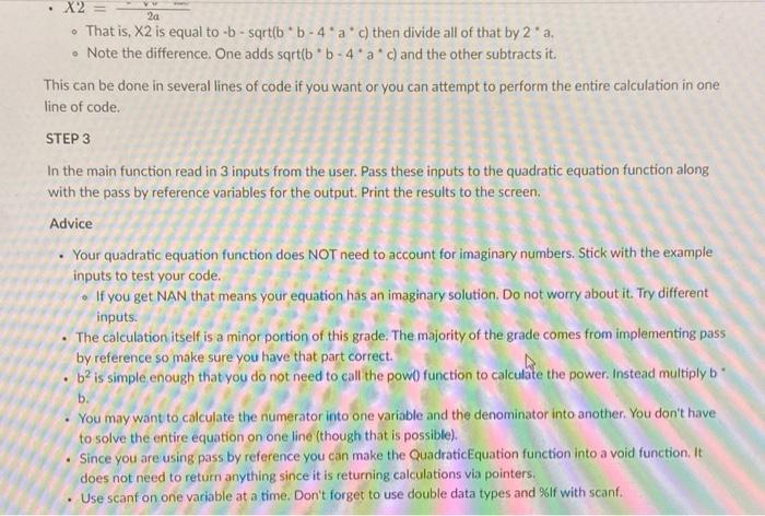 Solved Objective Make a function that solves the quadratic | Chegg.com