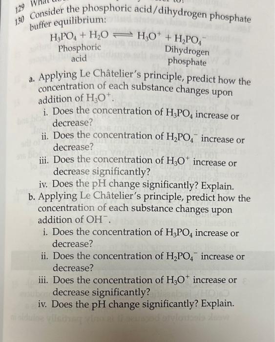 Solved 130 Consider the phosphoric acid/dihydrogen phosphate | Chegg.com