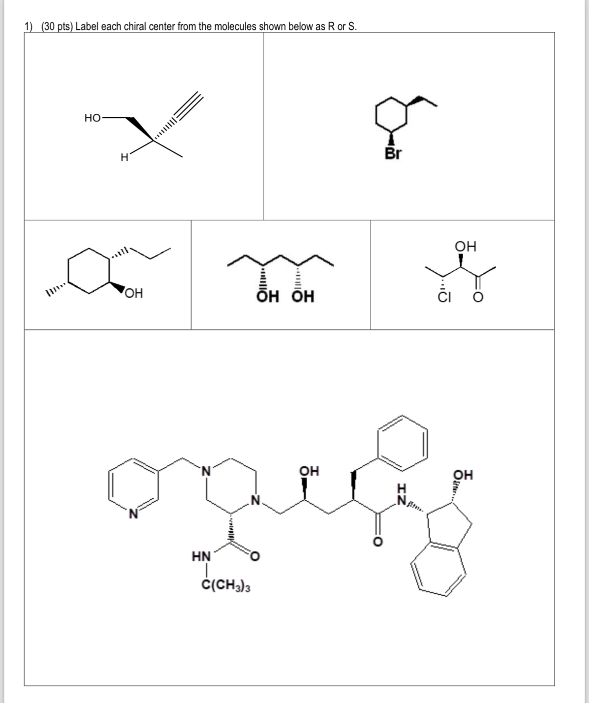 Solved (30 ﻿pts) ﻿Label each chiral center from the | Chegg.com