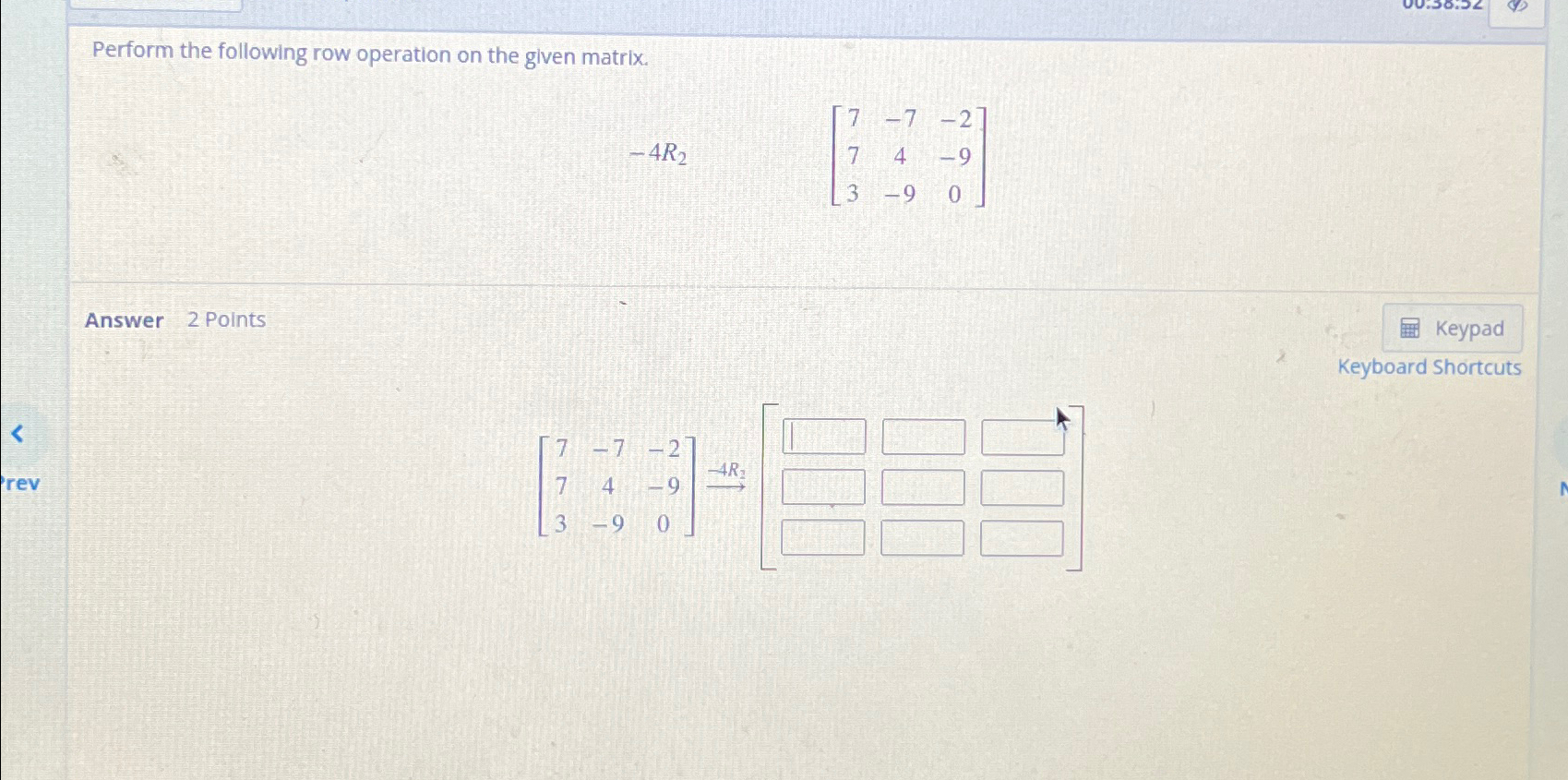 Solved Perform the following row operation on the given | Chegg.com