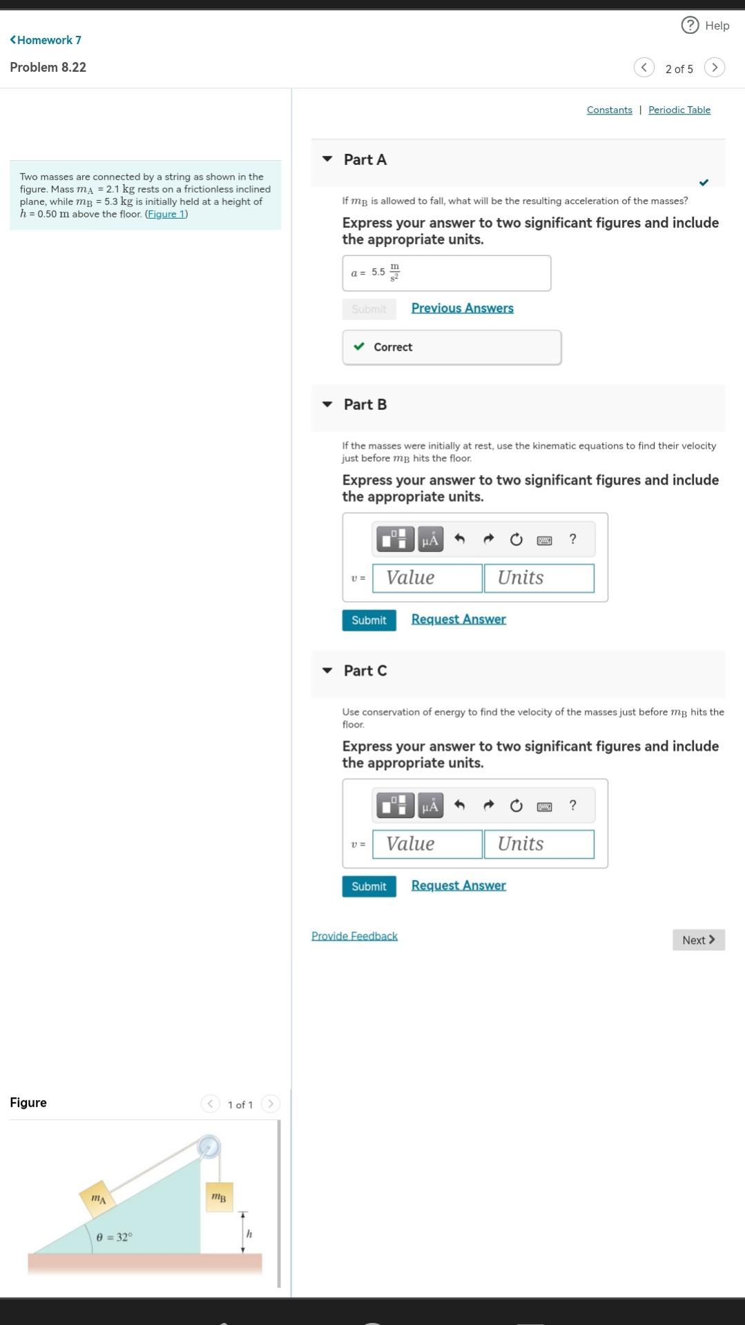 Solved Two Masses Are Connected By A String As Shown In The