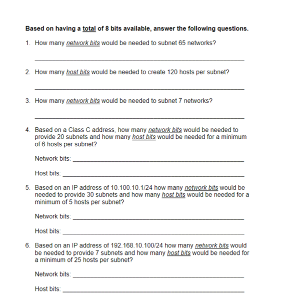 Solved Based on having a total of 8 ﻿bits available, answer | Chegg.com