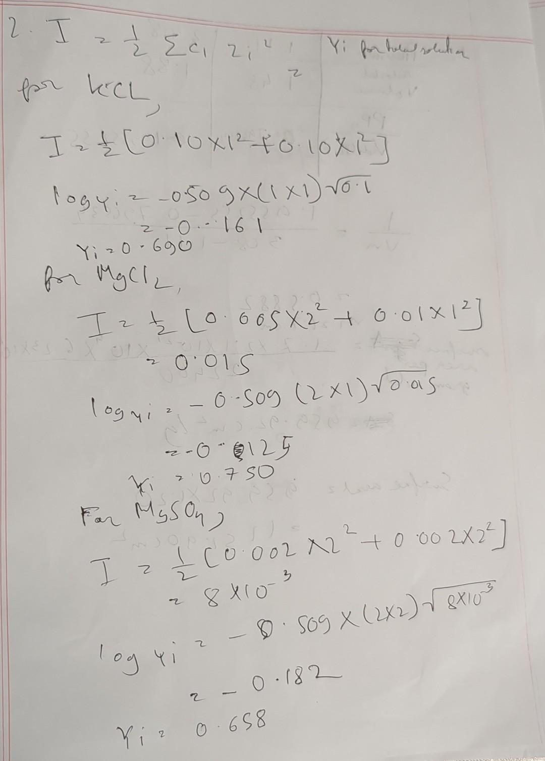 Solved 2) Determine the mean ionic activity coefficient for | Chegg.com