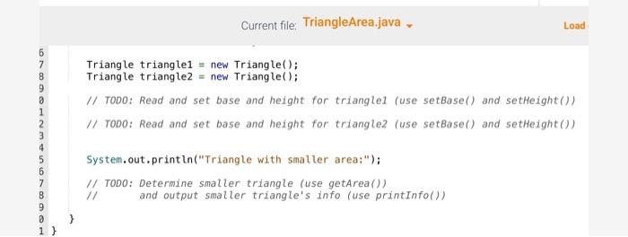 Solved Current file.: TriangleArea.java Load import | Chegg.com