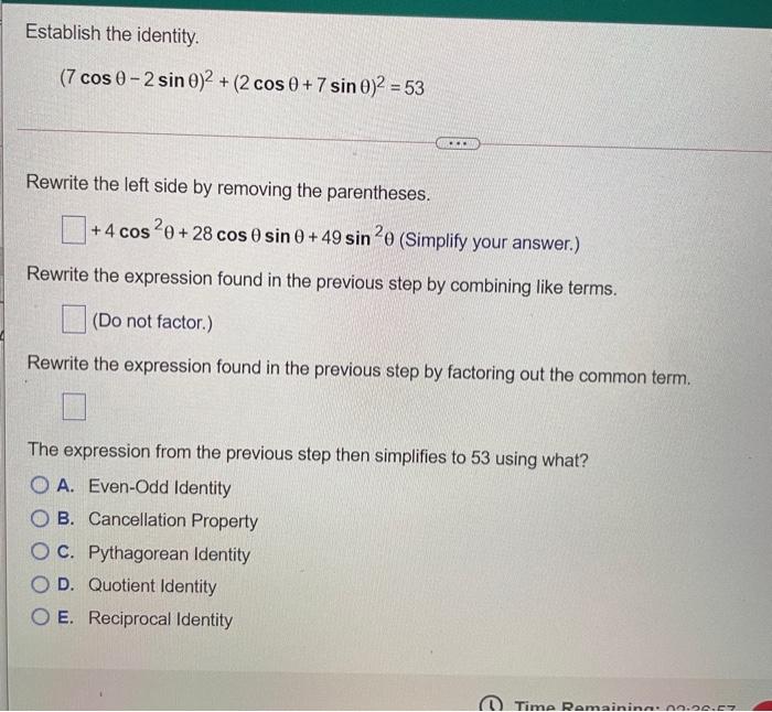 Solved possible Establish the identity. - cott + sint = csct | Chegg.com
