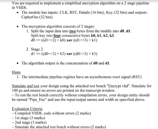 You are required to implement a simplified encryption | Chegg.com