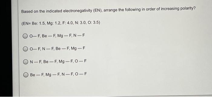 Solved Based on the indicated electronegativity (EN), | Chegg.com