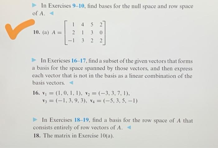 Solved In Exercises 9-10, find bases for the null space and | Chegg.com