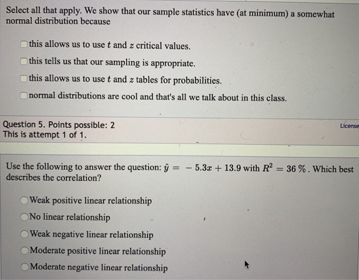 Solved Select all that apply. We show that our sample | Chegg.com