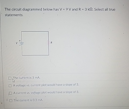 Solved The circuit diagrammed below has V=9V ﻿and R=3kΩ. | Chegg.com