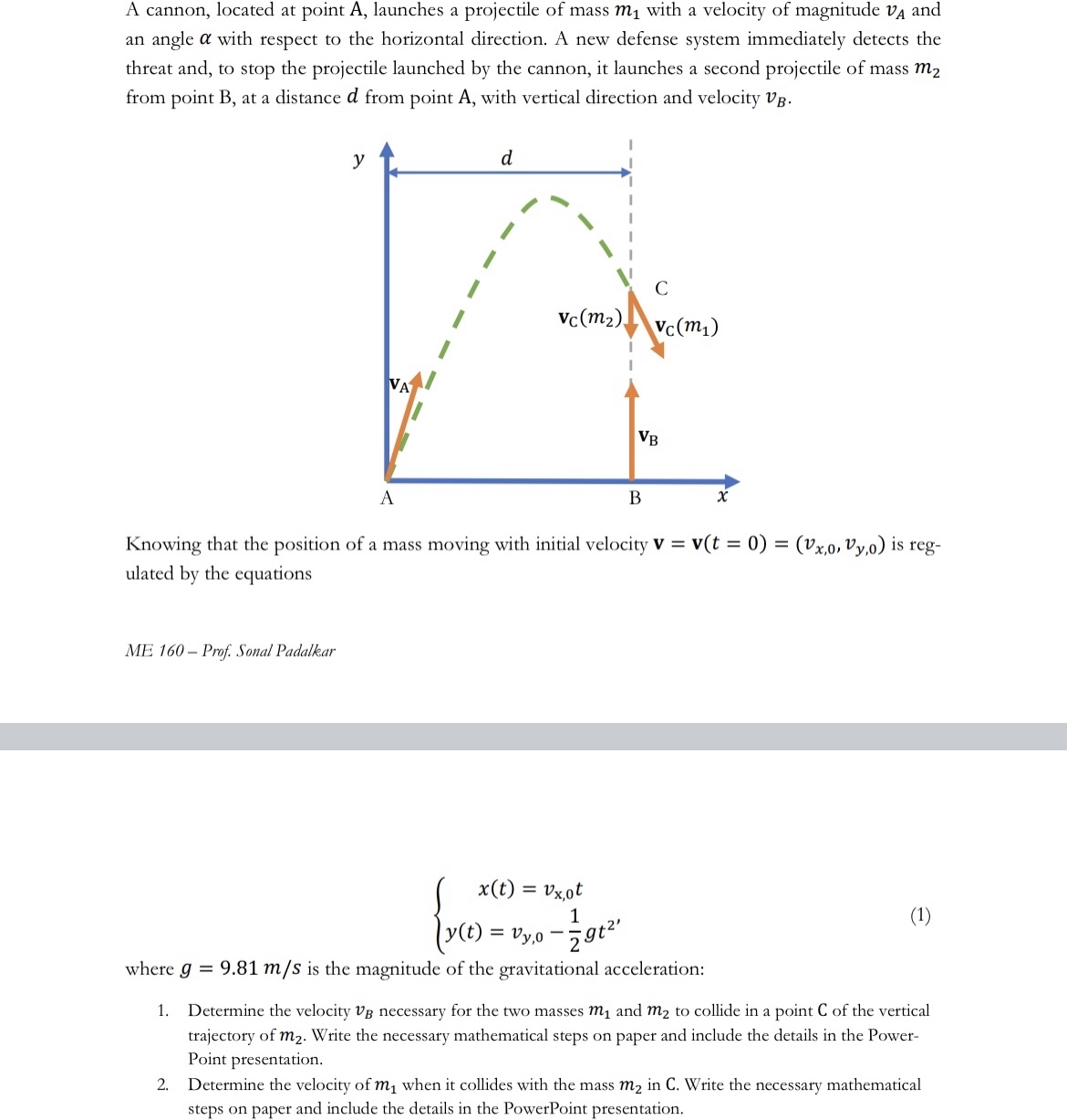 Solved A cannon, located at point A, ﻿launches a projectile | Chegg.com