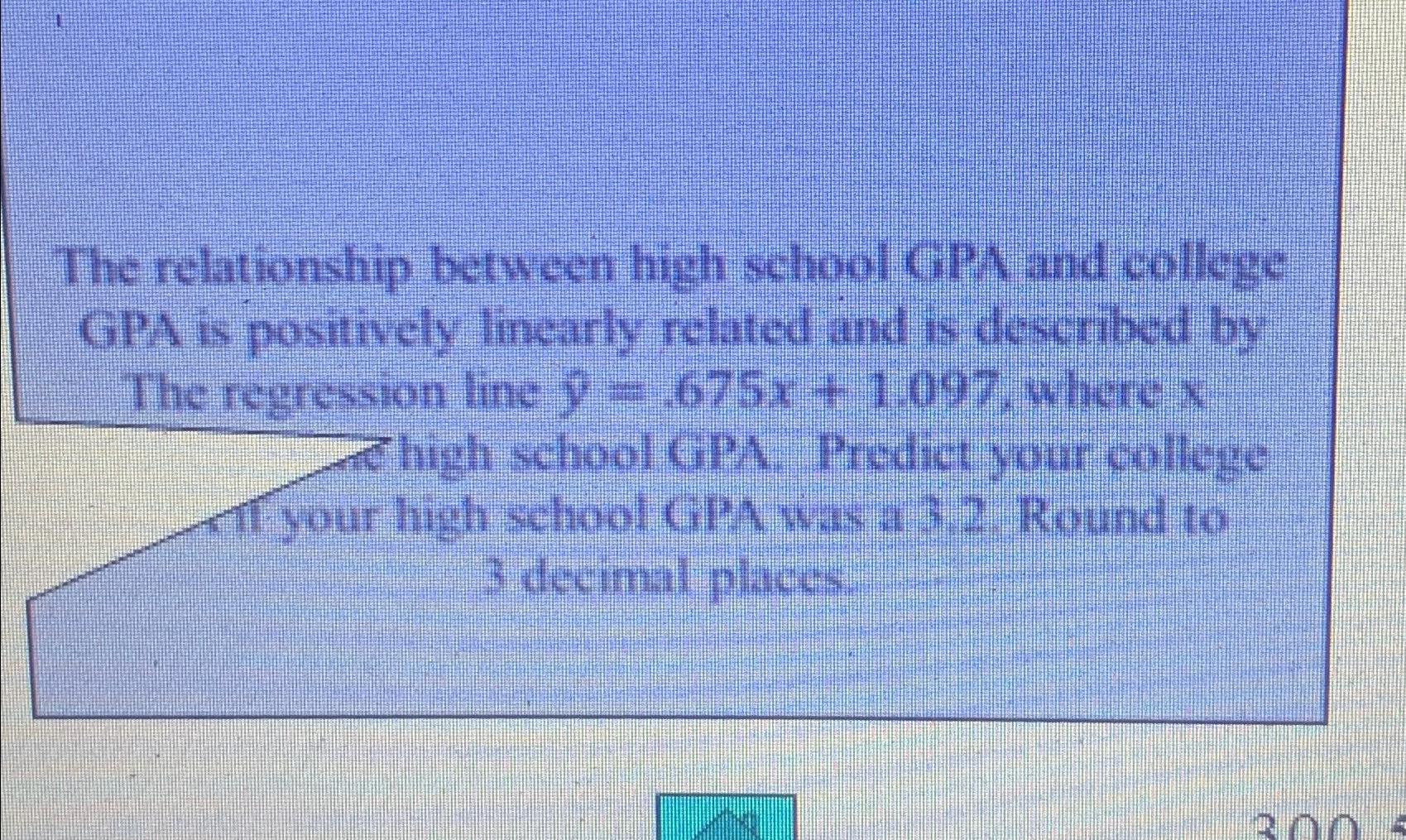 Solved The relationship between high school GPA and college | Chegg.com
