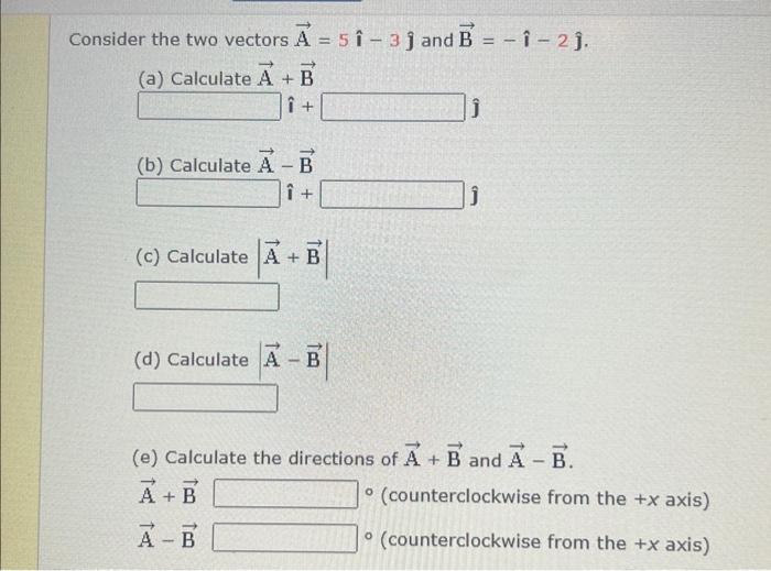 Solved onsider the two vectors \\( \\vec{A}=5 | Chegg.com