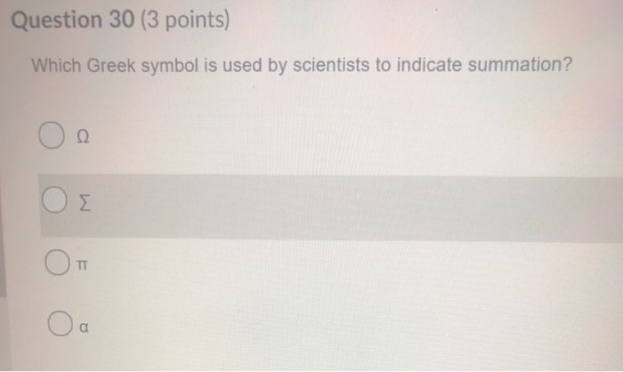 Solved Question 30 (3 points) Which Greek symbol is used by | Chegg.com