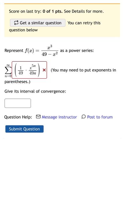 Solved Score on last try: 0 of 1pts. See Details for more. | Chegg.com