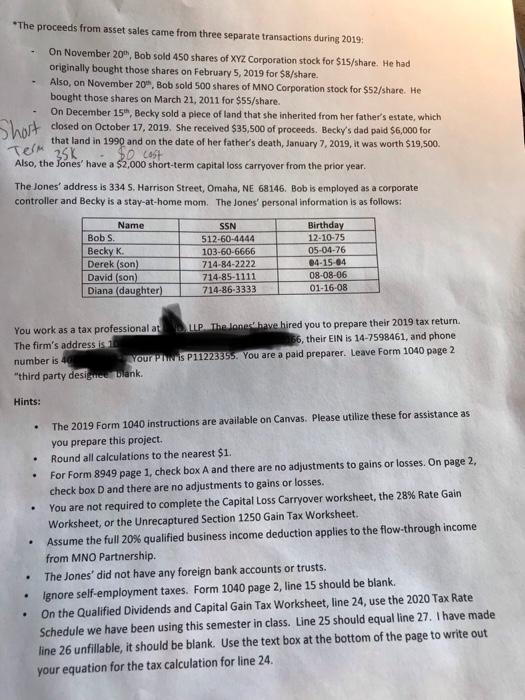 Tax Return Project #1-20 points Required: Prepare the | Chegg.com