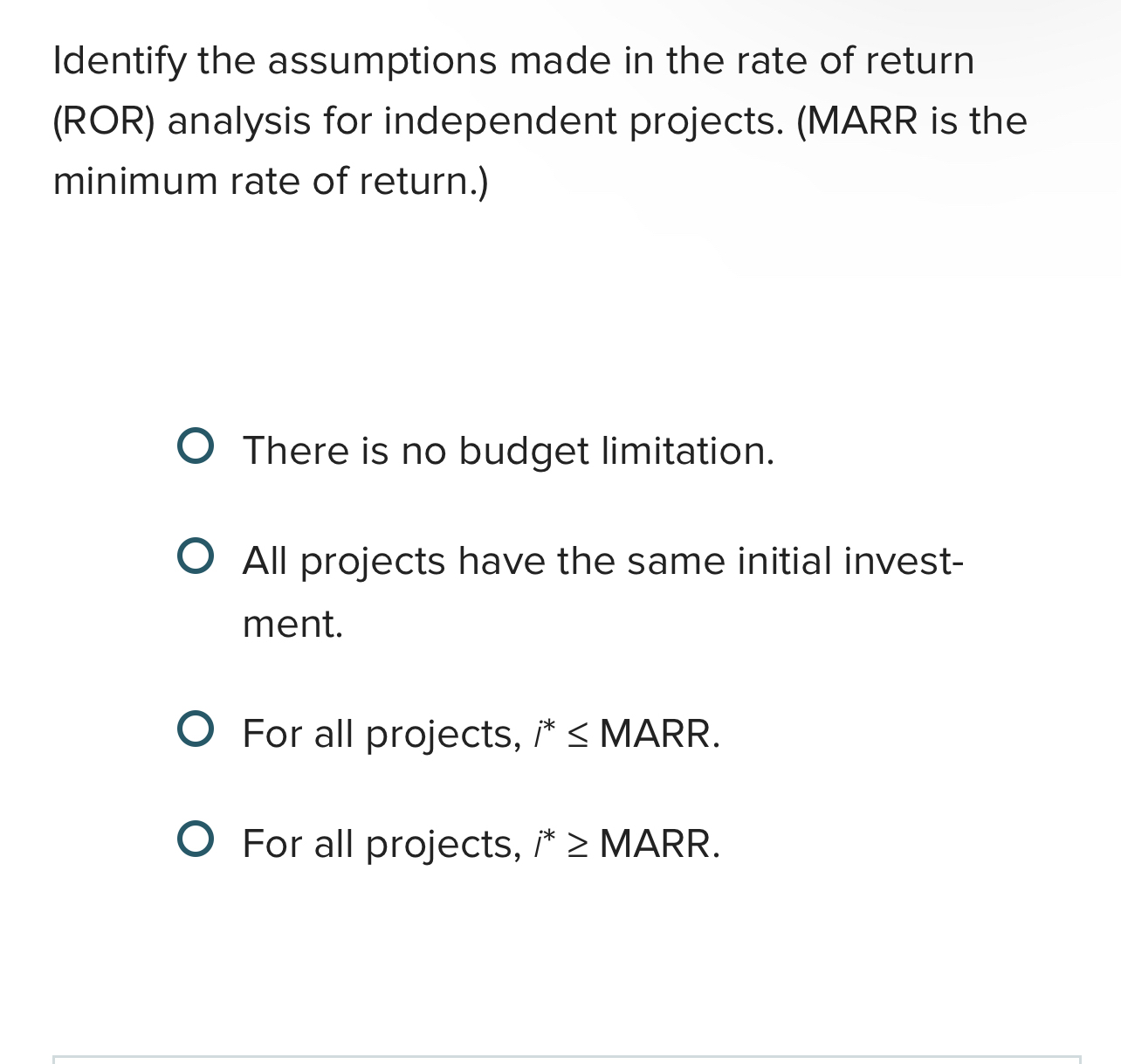 Solved Identify the assumptions made in the rate of return | Chegg.com
