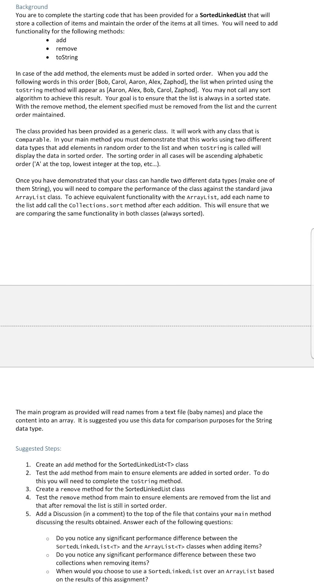 Solved Background You are to complete the starting code that | Chegg.com