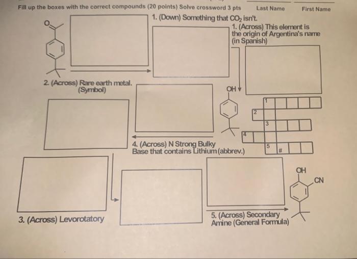 Solved Fill up the boxes with the correct compounds ( 20 | Chegg.com
