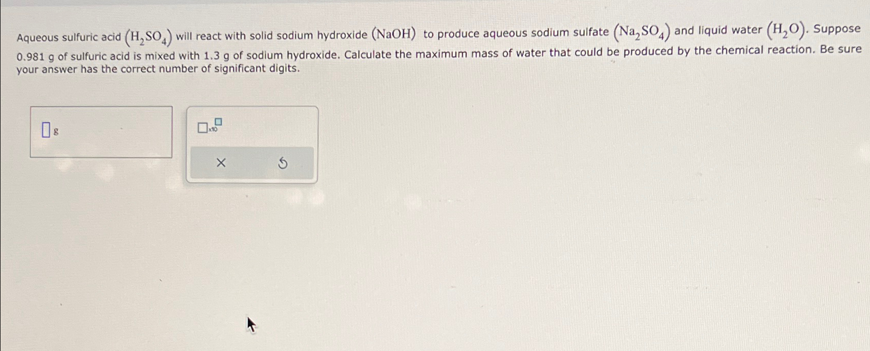 Solved Aqueous sulfuric acid (H2SO4) ﻿will react with solid | Chegg.com