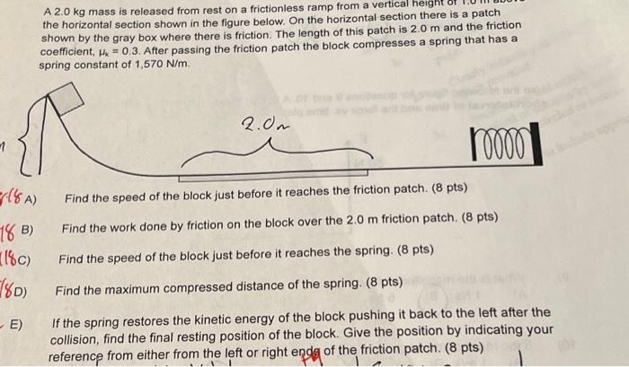 Solved A 2.0 kg mass is released from rest on a frictionless | Chegg.com