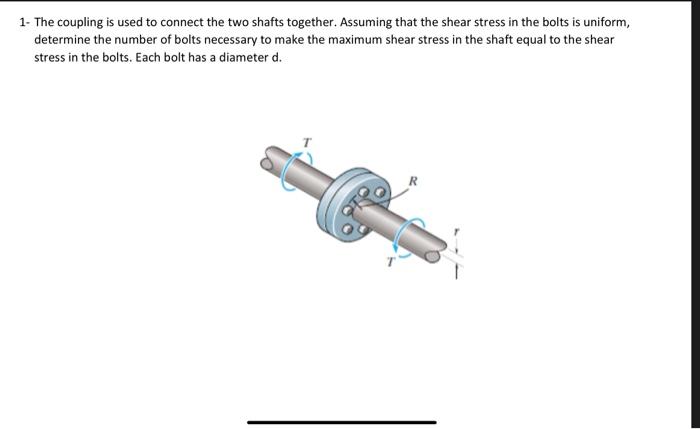 Solved 1- The coupling is used to connect the two shafts | Chegg.com