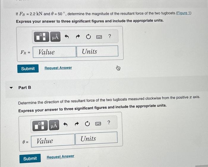 Solved If FB=2.2kN and θ=50∘, determine the magnitude of the | Chegg.com
