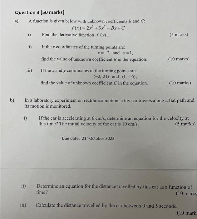 Solved a) A function is given below with unknown | Chegg.com