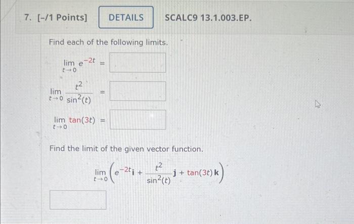 Find each of the following limits. | Chegg.com
