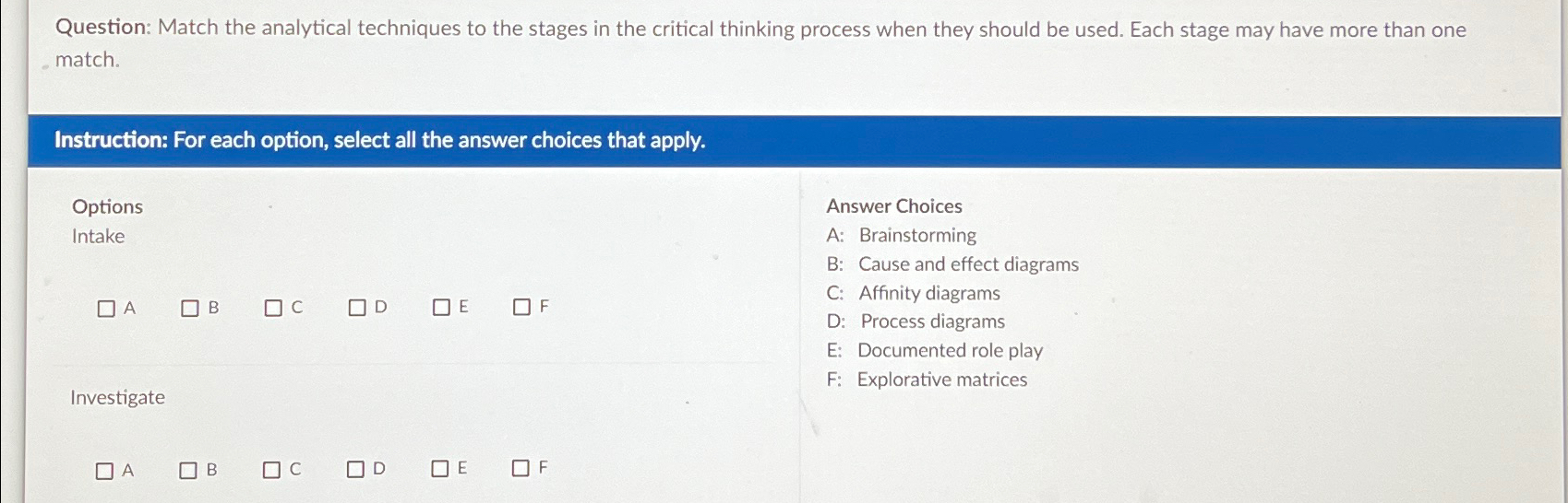 Solved Question: Match the analytical techniques to the | Chegg.com