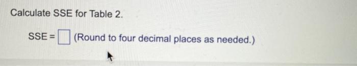 Solved Data tableCalculate SSE, s2, and s for the least | Chegg.com