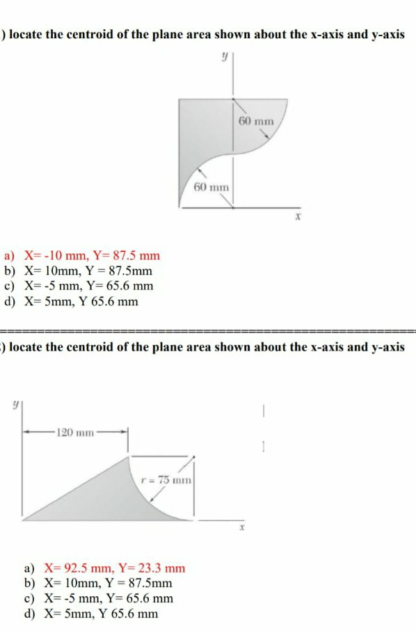 Solved ) locate the centroid of the plane area shown about | Chegg.com