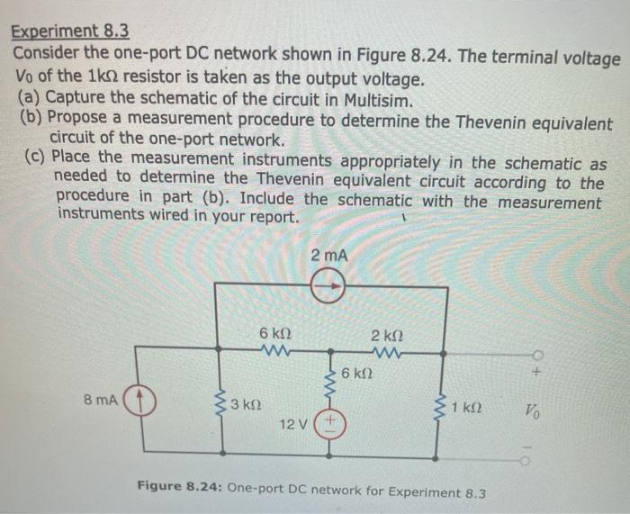 Solved Experiment 8.3 Consider the one-port DC network shown | Chegg.com