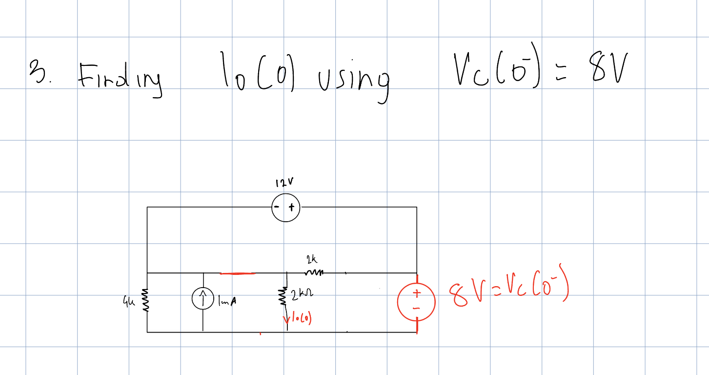 Solved Firding I0(0) ﻿using Vc(0-)=8V ﻿as a voltage | Chegg.com