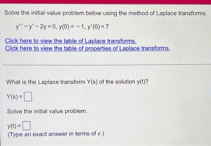 Solved Solve the initial value problem below using the | Chegg.com