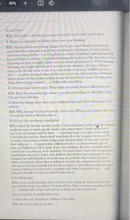 Solved Excerpt of Interview Transcript INTexvewze (I): | Chegg.com