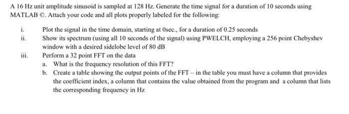 A 16 Hz unit amplitude sinusoid is sampled at 128 Hz. | Chegg.com