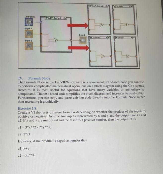 Solved Operation "Ado De Input A Res Input IV. Formula Node | Chegg.com