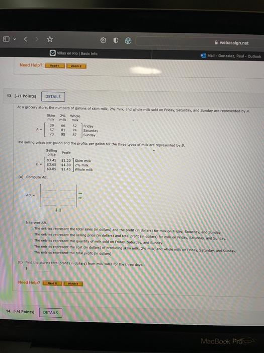 Solved 14. [-/4 Points] DETAILS If possible, find | Chegg.com