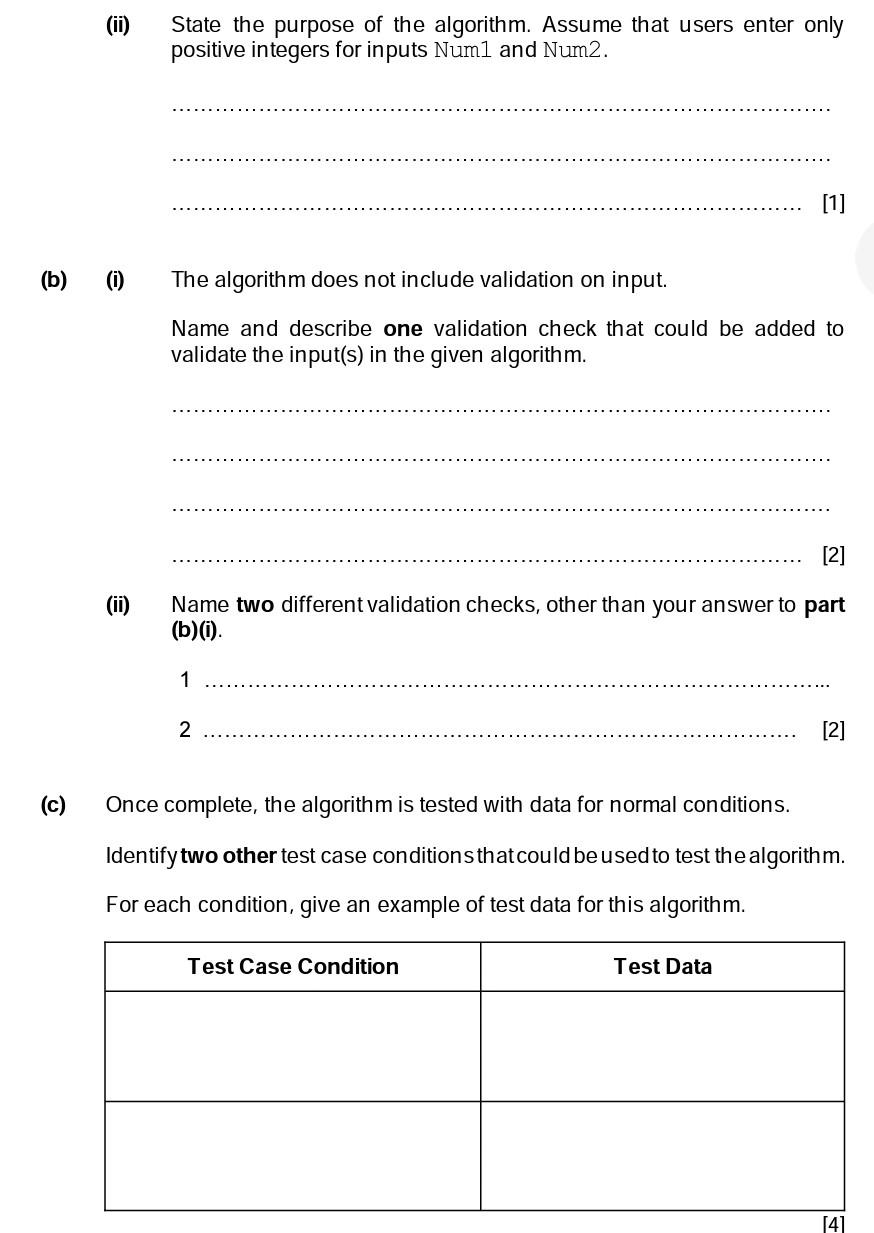Solved Study the following algorithm very carefully. | Chegg.com