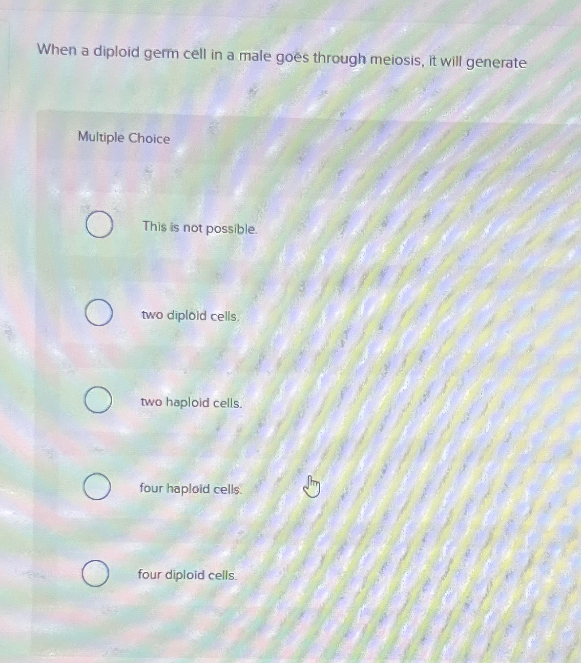 Solved When a diploid germ cell in a male goes through | Chegg.com
