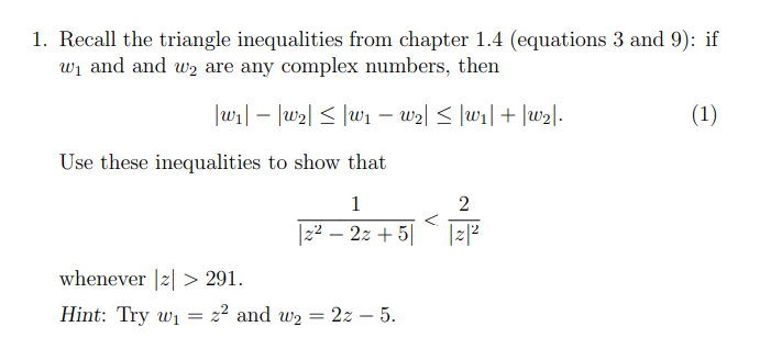 Solved Recall the triangle inequalities from chapter | Chegg.com