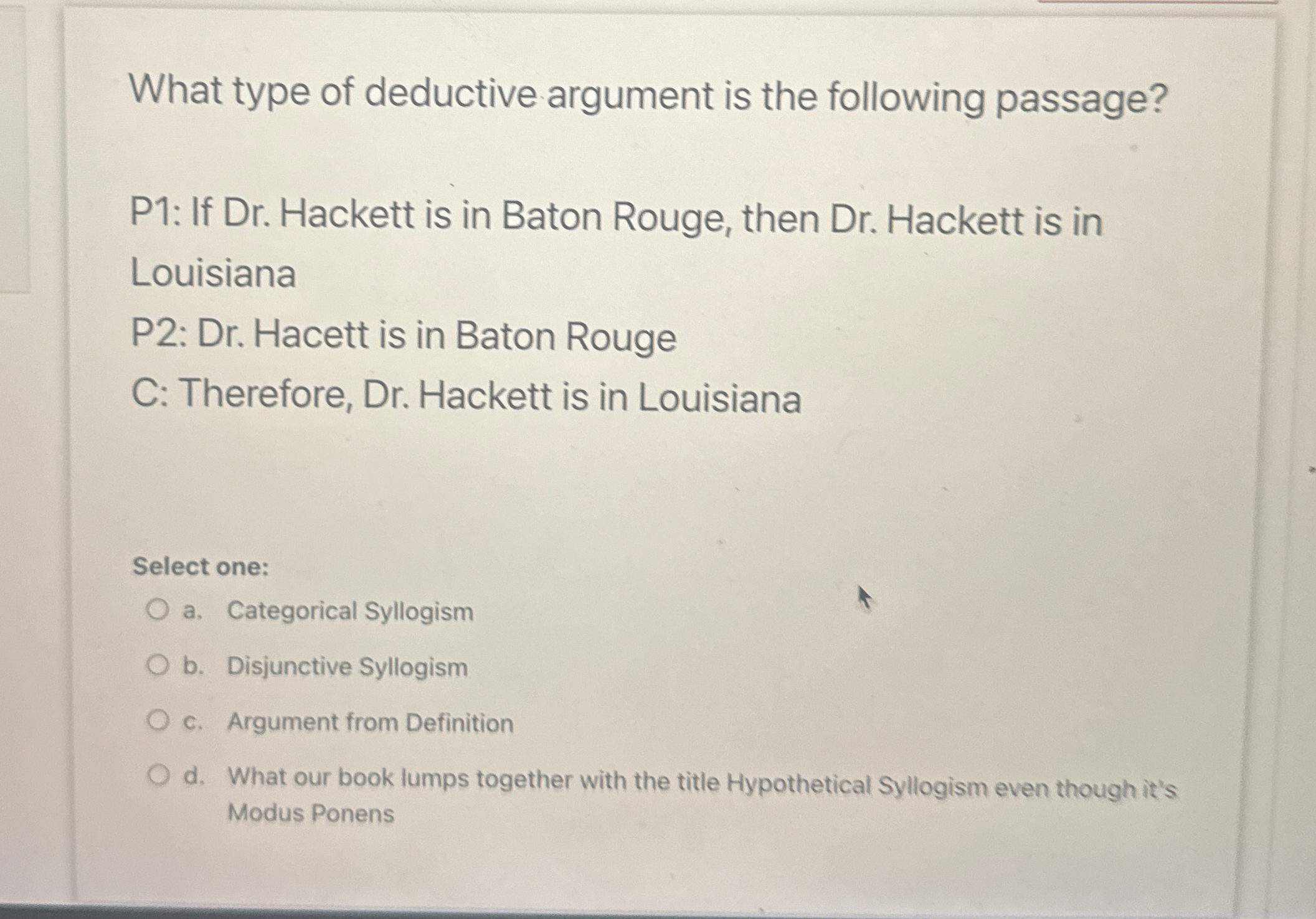 Solved What type of deductive argument is the following | Chegg.com