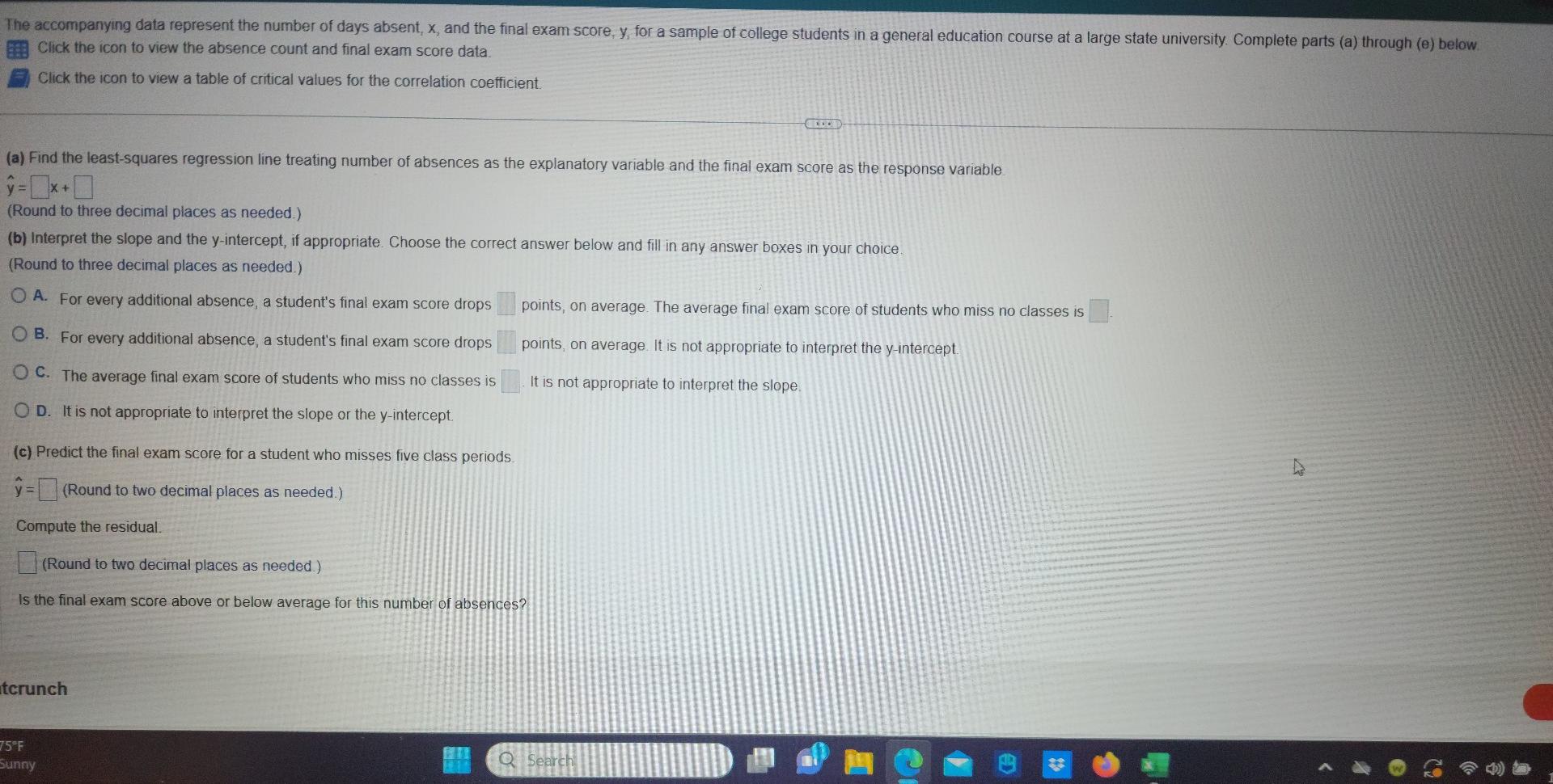 Solved Click the icon to view the absence count and final | Chegg.com