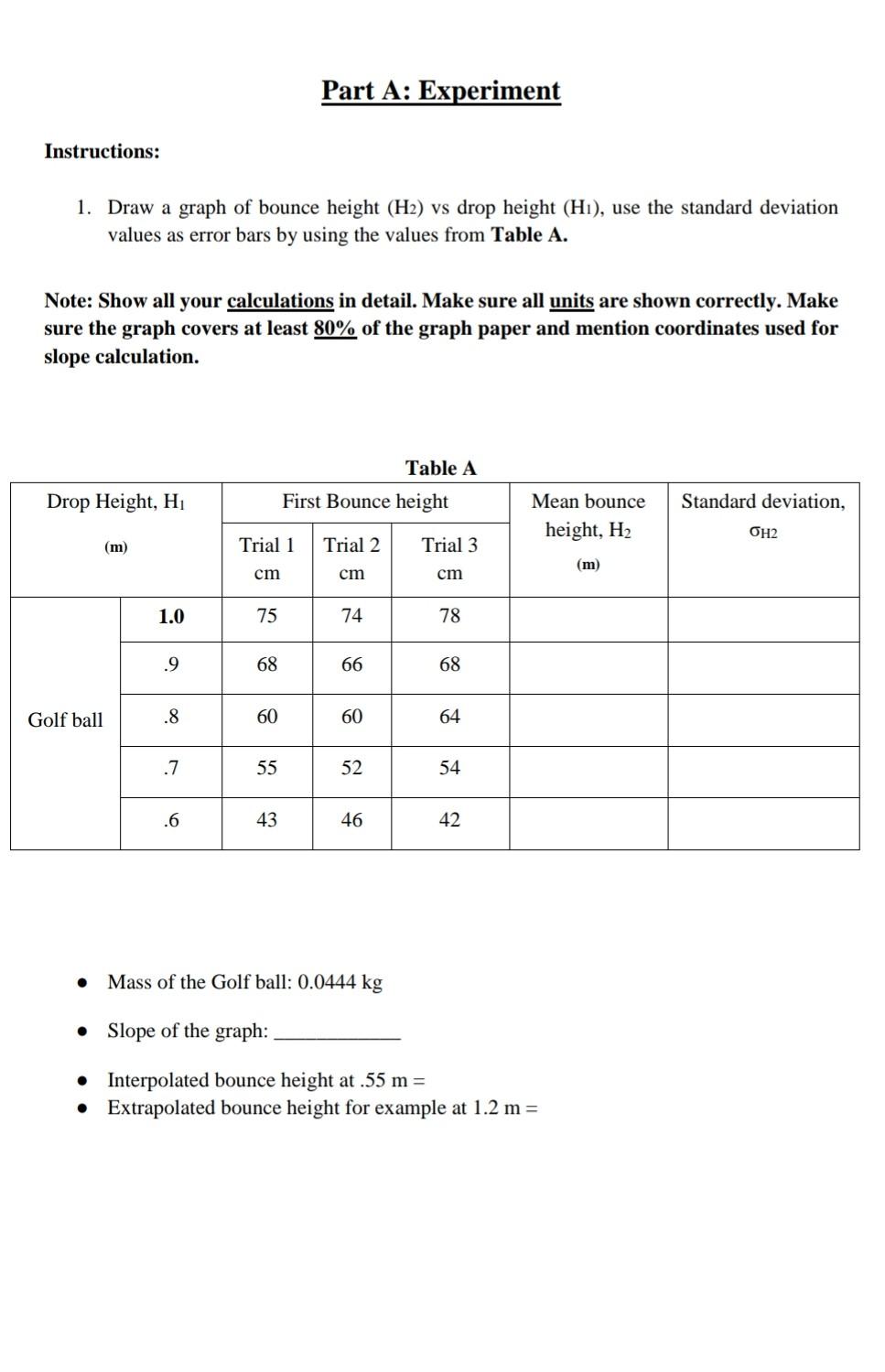 Solved Part A: Experiment Instructions: 1. Draw a graph of | Chegg.com