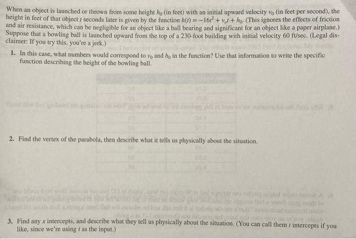 Solved When an object is launched or thrown from some height | Chegg.com