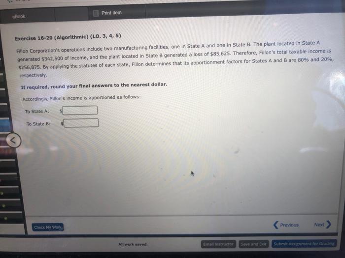 Solved Exercise 16-20 (Algorithmic) (LO. 3, 4, 5) Fillon | Chegg.com