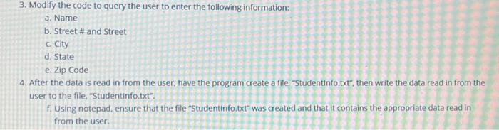 Solved Using notepad ensure that appropriate data read from | Chegg.com